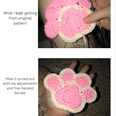 Crochet Pattern, Cat & Paw Coaster 2FOR1 Animal Paw Print Kitty - Etsy