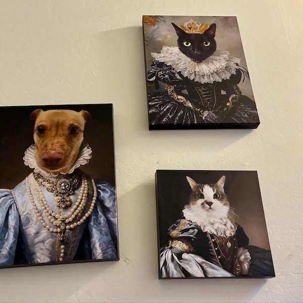 Custom Black Cat Portrait, Gothic Cat, Pet Lovers Gift, Royal Portrait ...