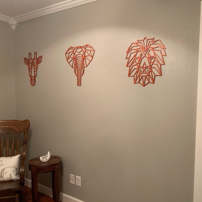 Set of 3 Geometric Animals Nursery Wall Art Decor, Home Wall Decor ...