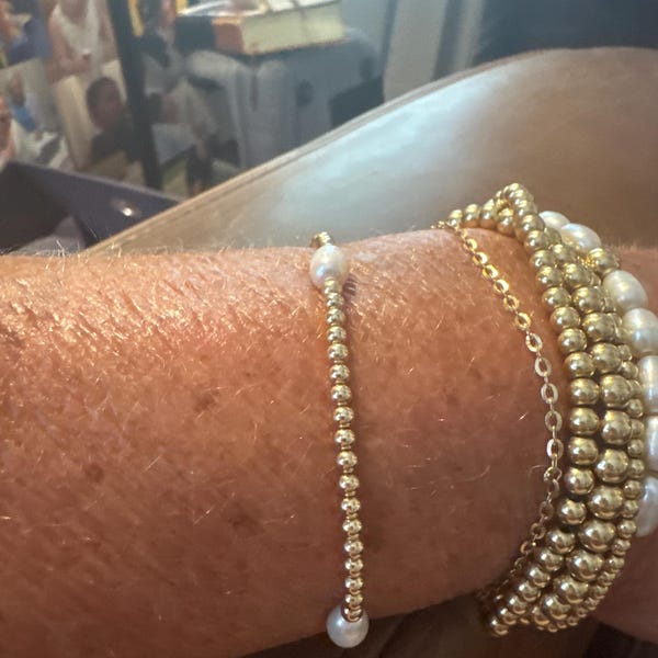 Gold Bead Bracelet 2mm Gold Bead Bracelet | Gold Bead Bracelet Stack ...