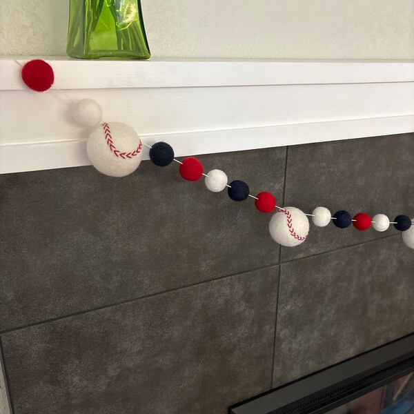 Baseball Garland, Baseball Teams, Felt Ball Garland, Sports Garland ...