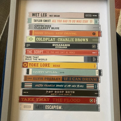 Personalised CD Stack Print, Retro Music Poster, Custom Favourite Song ...