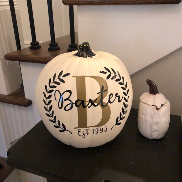Personalized Pumpkin With Family Name Monogram for Fall Home Decor ...