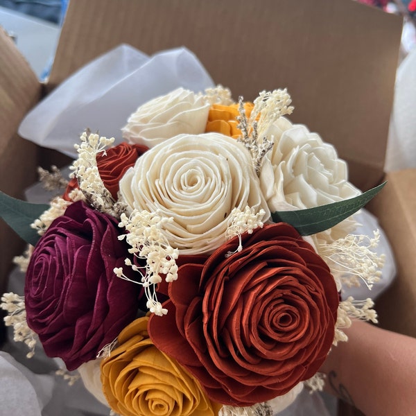 Wedding Bouquet, Bridal Bouquet, Sola Flower, Wedding Flower, Wooden ...