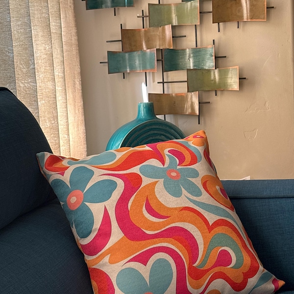 Retro 70s Curtains, Mcm Curtain Panels, Modern Art Deco Style Curtain ...