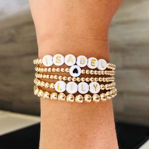 5 Bracelet Stack Stackable Gold Bracelets Personalized | Etsy