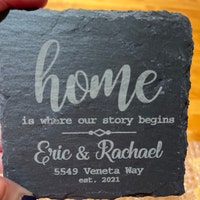Housewarming Gift, New Home Gift, Wedding Gift, Slate Coasters, Our ...
