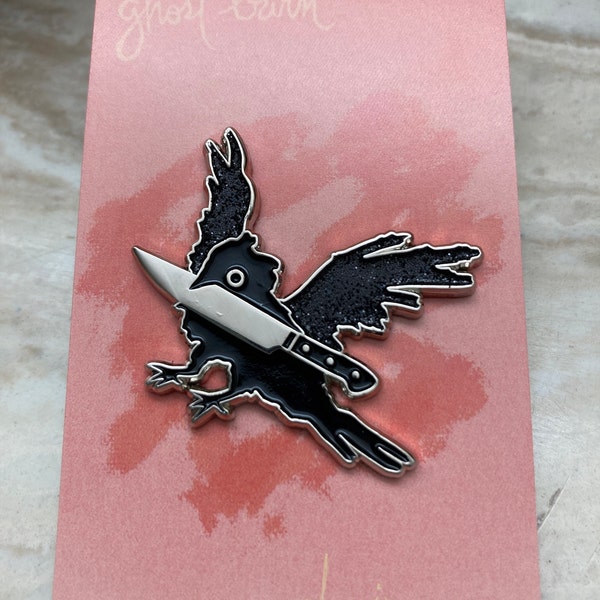 Stabby Crow Enamel Pin - Etsy