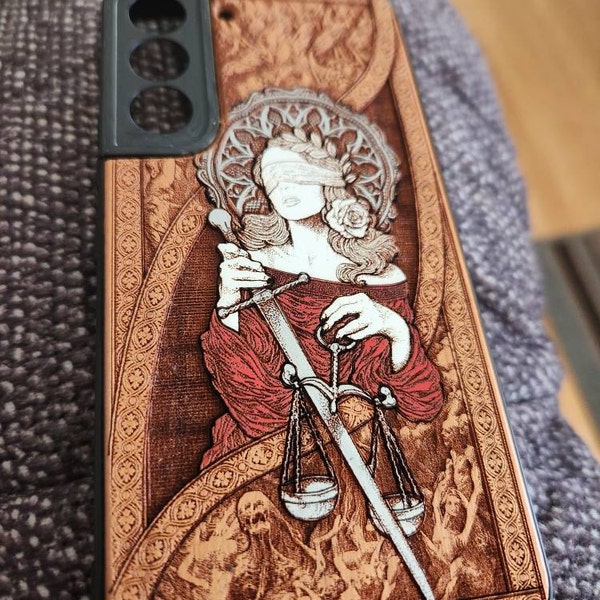 Santa Muerte - Phone Case Wood Laser Engraved + Hand Painting for ...