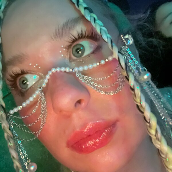 Pearl & Ceramic Smiley Face Bead Necklace Adjustable Unisex Stainless ...