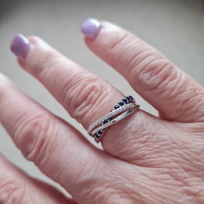 Three Stone Enhancer Wedding Ring Band, Round Moissanite Enhancer Guard ...