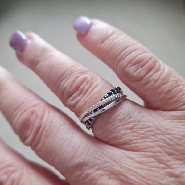 Three Stone Enhancer Wedding Ring Band, Round Moissanite Enhancer Guard Ring, Wrap Guard Band ...