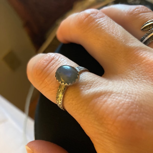 Labradorite Ring Sterling Silver Labradorite Stacking Ring - Etsy