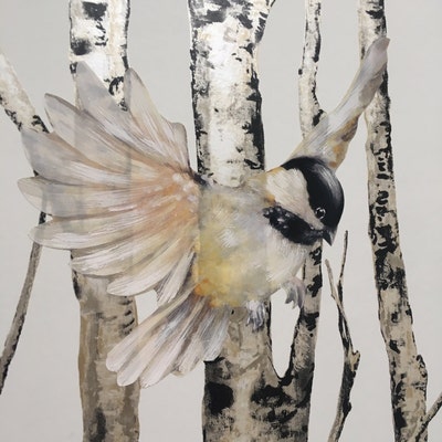 Flying Chickadee Wall Decal Bird Black-capped Chickadee Get - Etsy