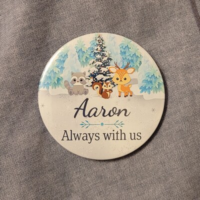 Personalised Christmas Pin Badge, Candy Cane, Button Badge, Work Staff ...