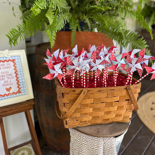 Boy Birthday Pinwheels | 6 or a Dozen Set | Plaid and Gingham | Red ...