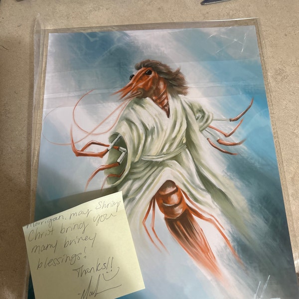 Shrimp Christ 5x7 8x10 Art Print Jesus, Sea, Crustacean, Ocean, Funny ...