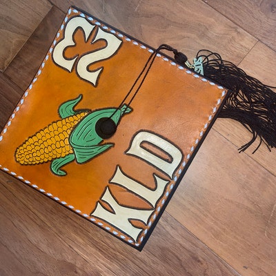 Hand Tooled & Carved Genuine Leather Cow Tag Keychain - Etsy