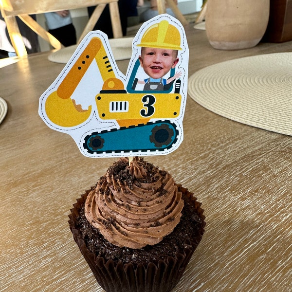 Excavator Photo Cupcake Topper (DIGITAL FILE) , Printable Cupcaketopper ...