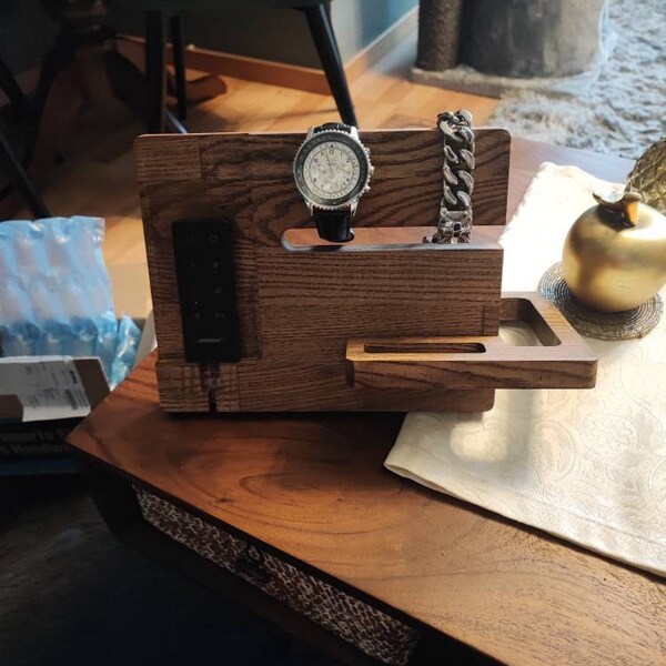 Cell Phone Charging Station Wood Charging Station Wood Organizer Wood ...