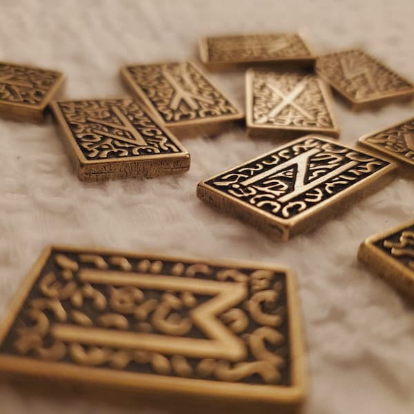 Metal Bronze Brass Rune Set Elder Futhark Norse Shamanic Odin Magic ...