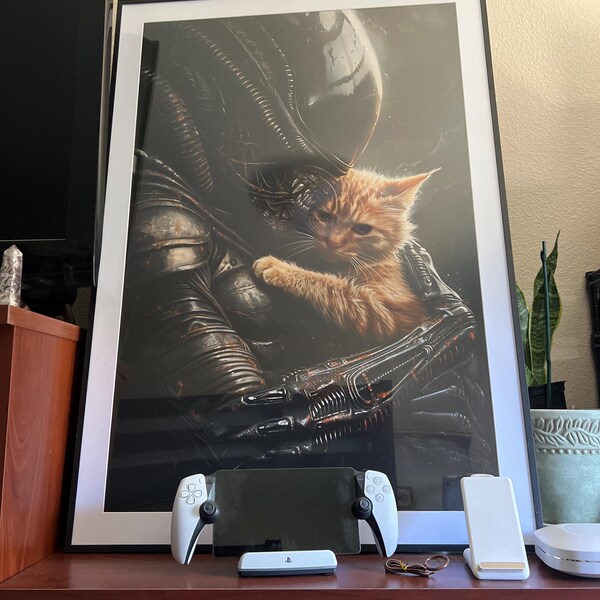 Xenomorph Alien X Jonesy Cat Art Print - Cute Horror Poster, Perfect ...