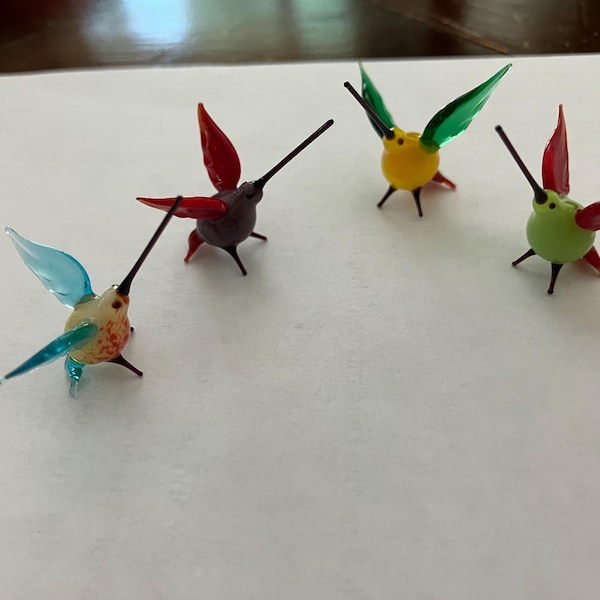 Super Mini Glass Hummingbird, Glass Miniature, Bird Sculpture, Small ...