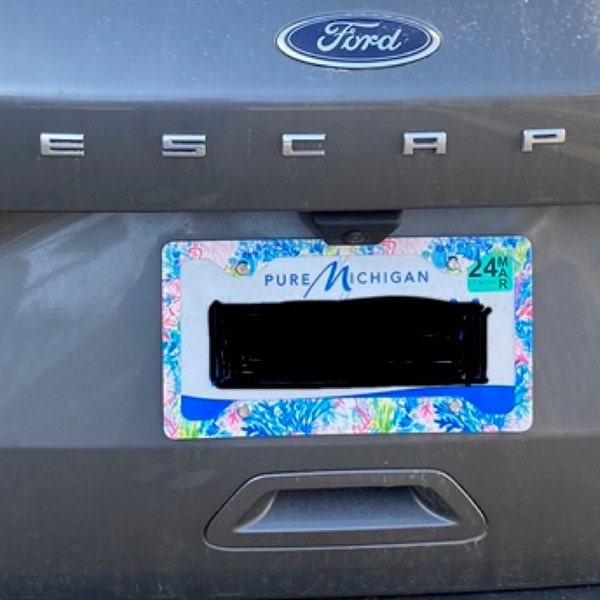 Floral Personalized License Frame Car Coasters License Plate Car Tag ...