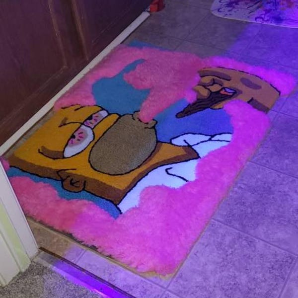 3D Pink Smoke Cartoon Character Rug: Funny Handmade Carpet - Etsy