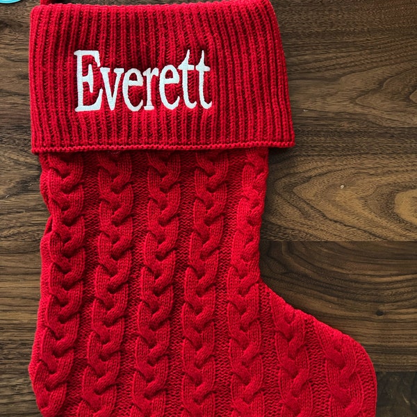Knit Stocking, Cable Knit Monogram Stocking, Monogram Christmas ...
