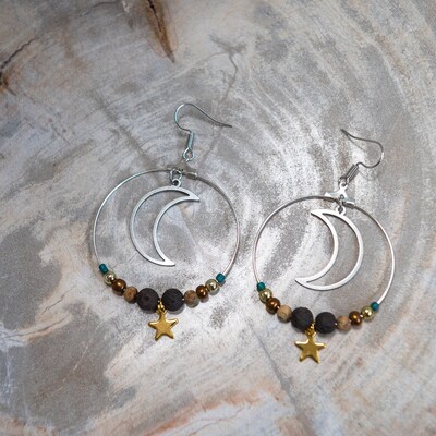 6pcs Stainless Steel Crescent Moon Connector Charm, Abstract Outline Moon Pendant, Earring Charm ...