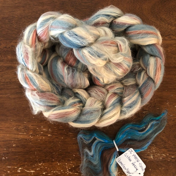 ROVING Clay Pot, 21 Micron Merino Silk Soy Combed Top, Terra-cotta Teal ...