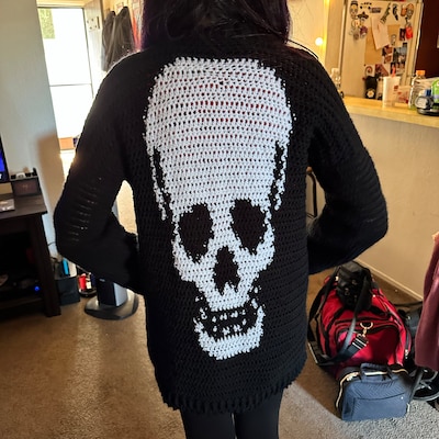 Crochet Skull Cardigan Pattern Crochet Sweater Pattern TOO - Etsy