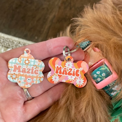 Retro Smiley Dog Tag Retro Dog Tag Pet Tag Custom Dog Tag Personalized ...