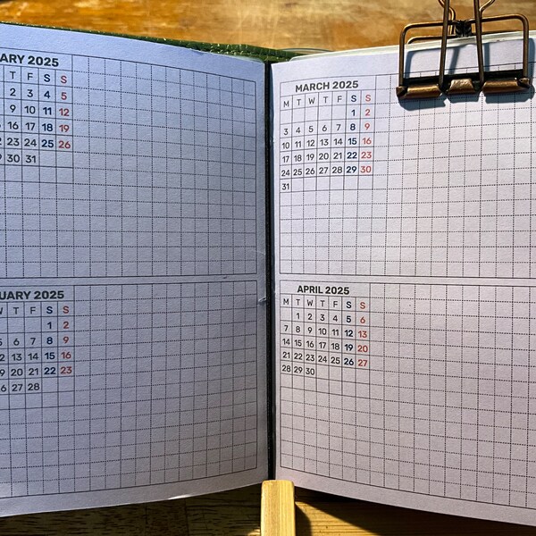 TN B6 Monthly Tracker Grid Printable Traveler's Notebook Insert ...