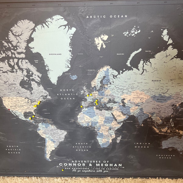 World Map for Travel Tracking - Framed Push Pin Map With ...