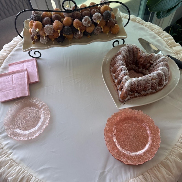Tiered Ruffle Round Tablecloth for Wedding Cake Table, Champagne Tower ...
