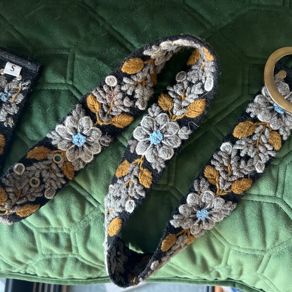 Brick Orange Belt With Beige Flowers, Peruvian Embroidery Belt ...