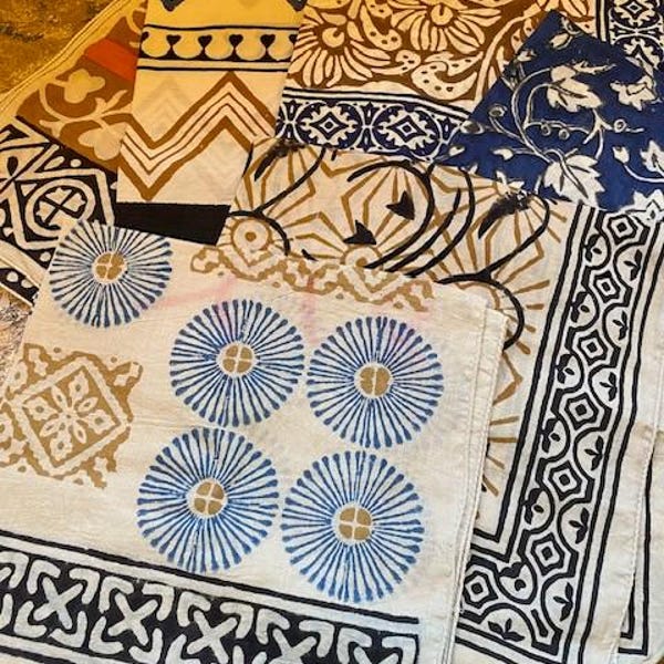 Set of 2 Organic Cotton Bandana Man/woman, Block Print Bandana, Bandana ...