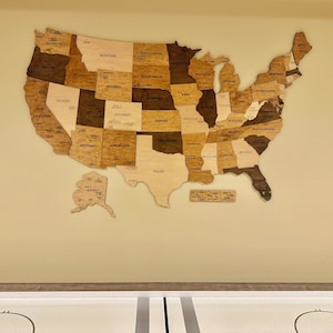 Wooden US Map United States Map Wall Art US Map Push Pin Map Travel Map ...