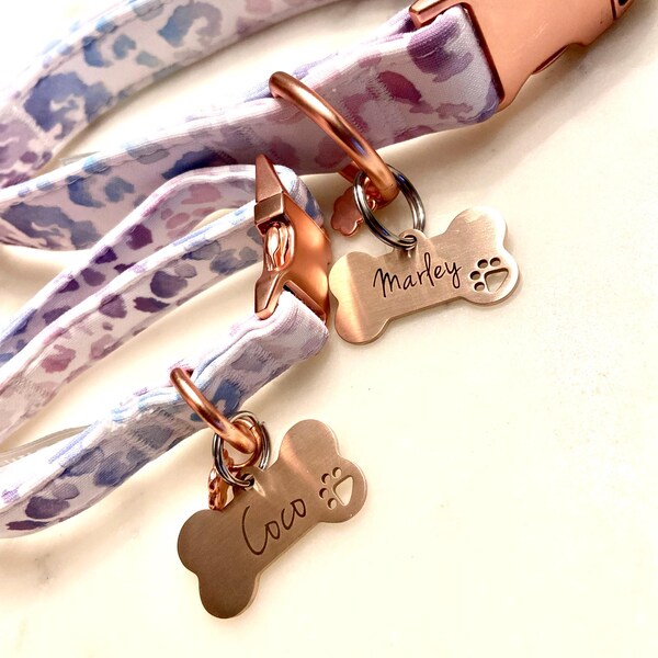 Engraved Dog Tag, Rose Gold Dog Tag Personalized, Dog Name Tag, Custom ...