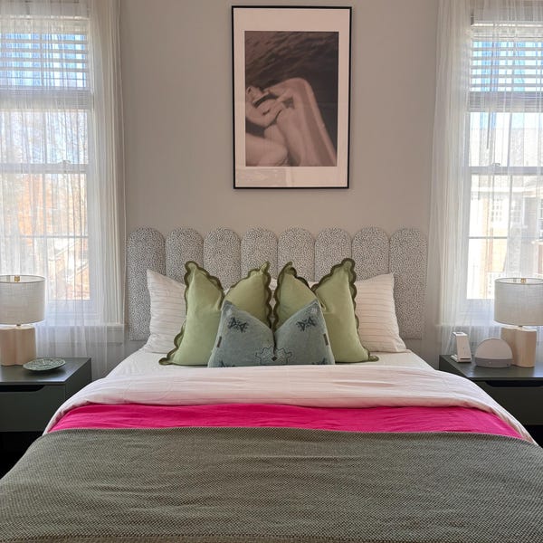 Teal Headboard Panel, Boucle Wall Panel, Upholstered Wall Panel, Finger ...