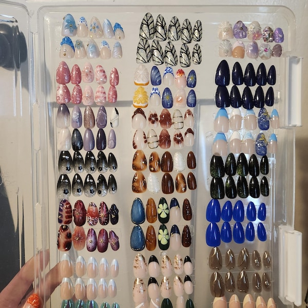 Press on Nails Storage Box | Reusable Organization Nail Box | Large ...