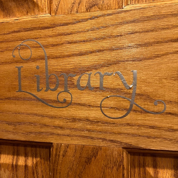 Library Door Sign | Custom Color Vinyl Decal Sticker | Elegant SWASH ...