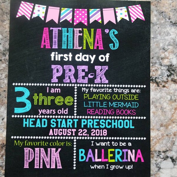First Day of School Sign, Kindergarten Sign, Back to School Sign ...
