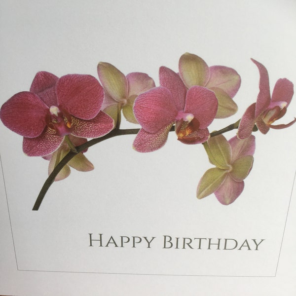 Flower Birthday Card | Birthday Card for Her | Orchid Card | Flower ...