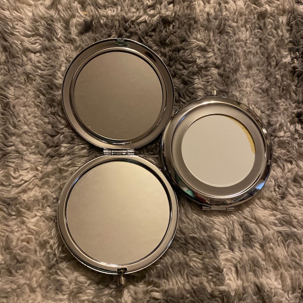 One Silver Round Blank DIY Compact Mirror 70mm - Etsy