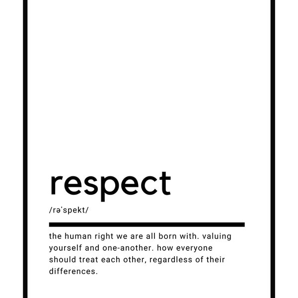 Respect Definition, Printable Wall Art, Respect Poster, Respect Quote ...