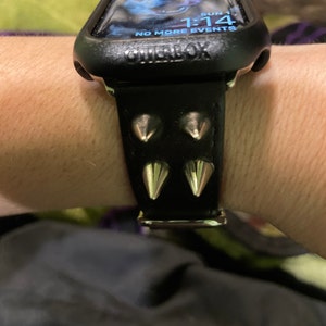 SPIKES Black Leather Apple Watch Band Spiked 38MM 40MM 41MM 42MM 44MM ...