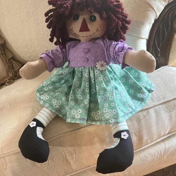 Handmade Modern 16” Raggedy Ann Doll in a Shimmer Hearts on Hearts ...